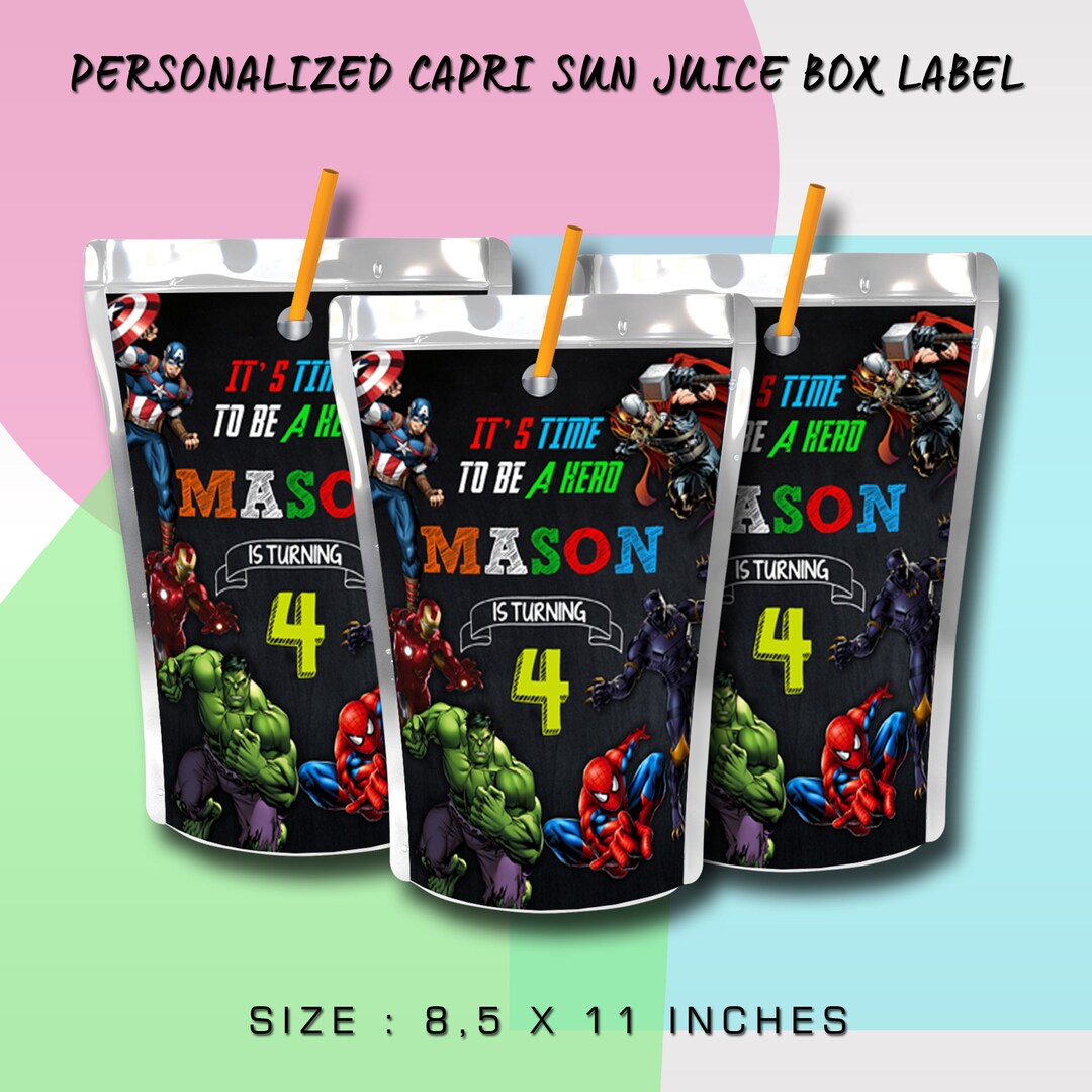 Superheroes Capri Sun Juice Box Labels, Avengers Capri Sun Juice Box ...