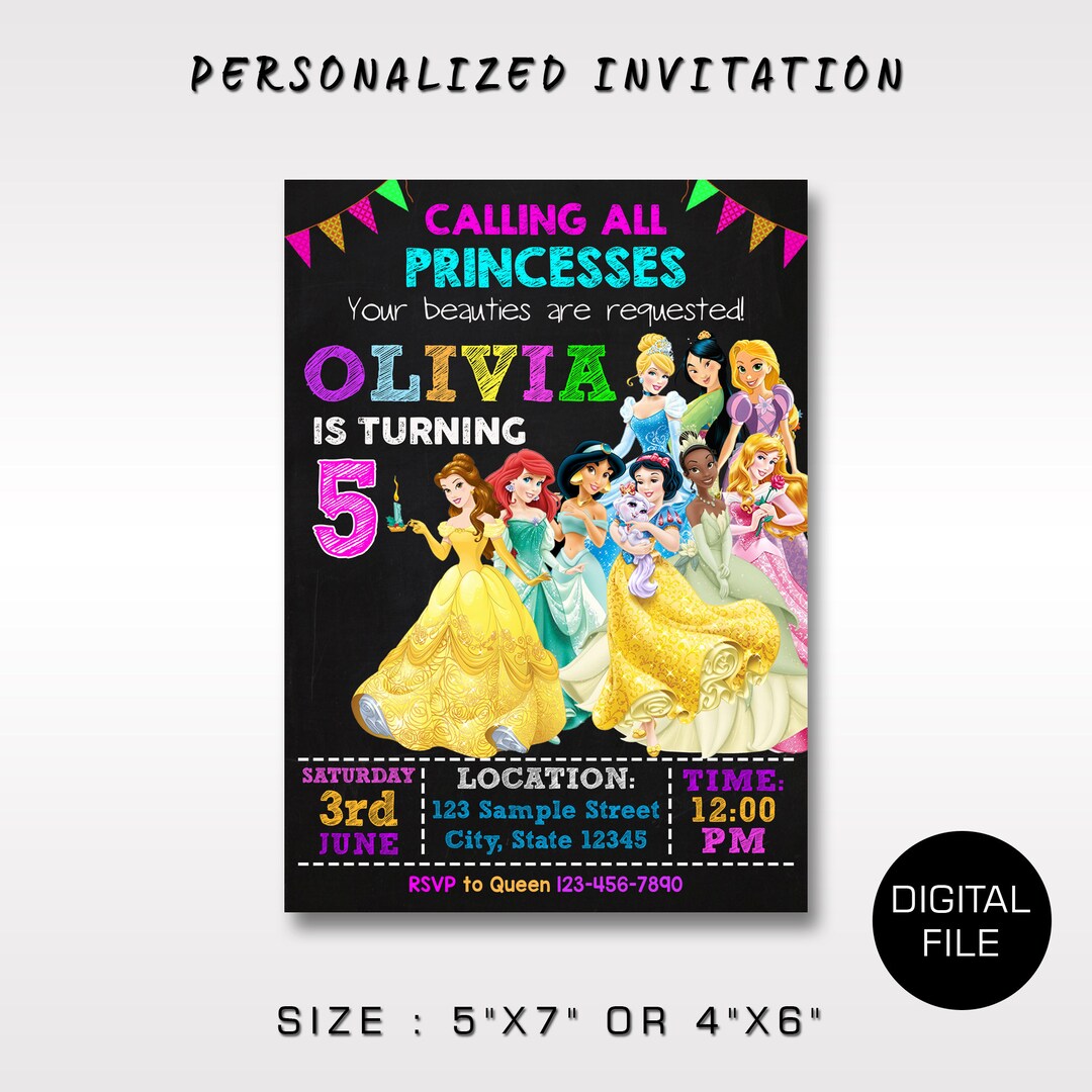 All Princesses Birthday Invitations, Princesses Birthday Invitations ...