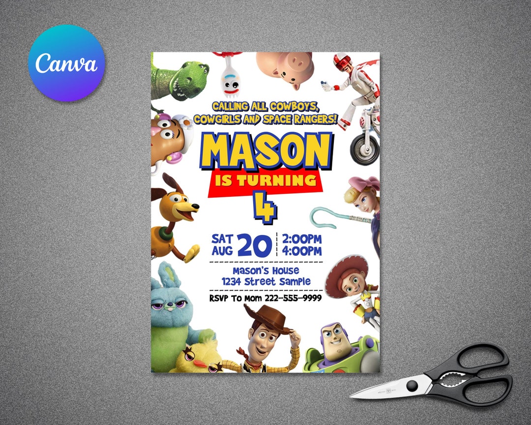 Toy Story Birthday Invitation Template: Editable Canva Design (digital ...