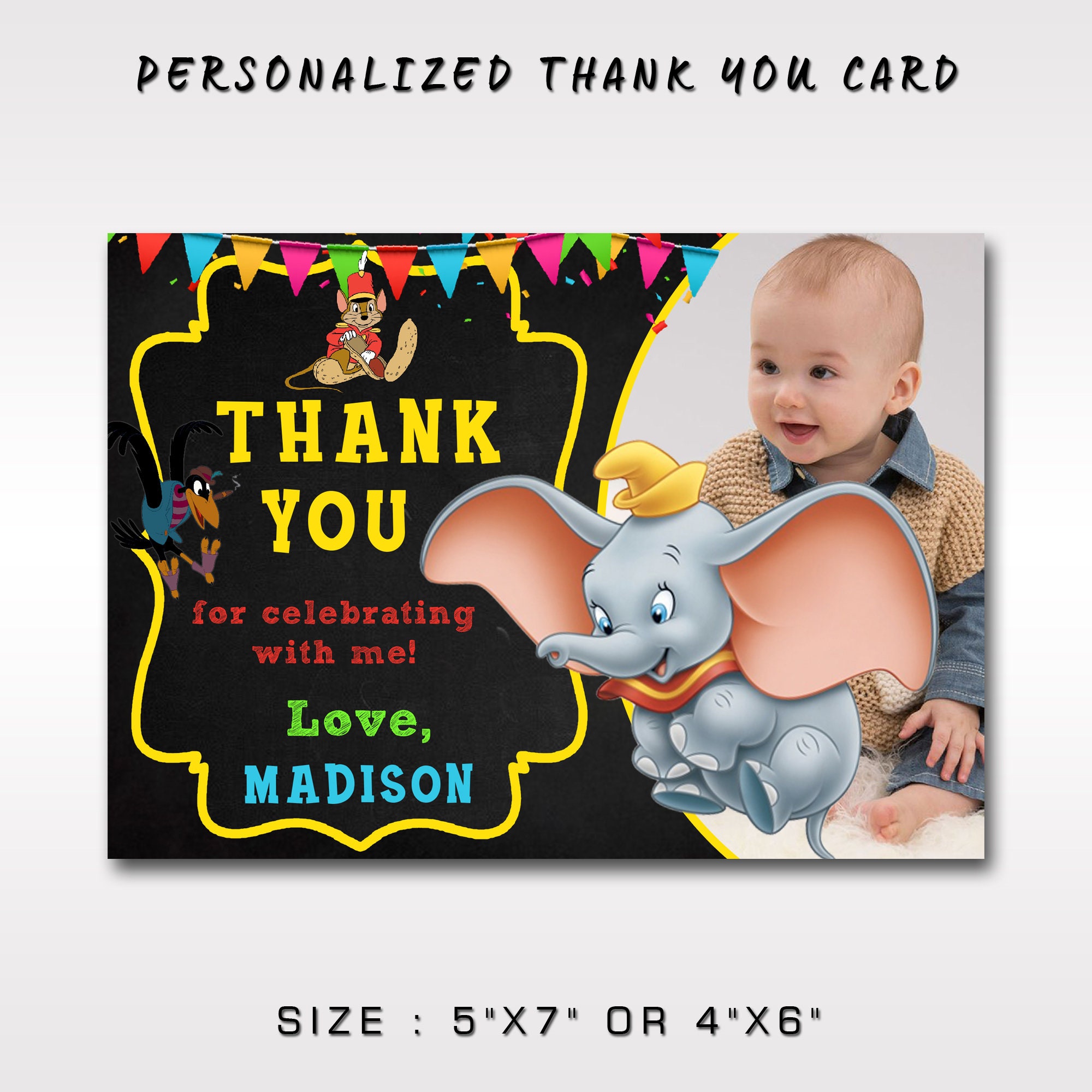 Dumbo Thank You Card With Photo | Etsy