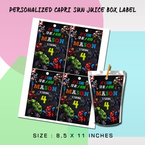 Superheroes Capri Sun Juice Box Labels, Avengers Capri Sun Juice Box ...