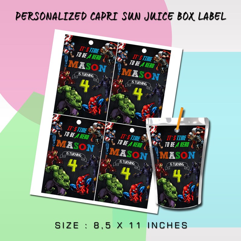 Avengers Capri Sun Labels: Superhero Party Favors (digital File) - Etsy