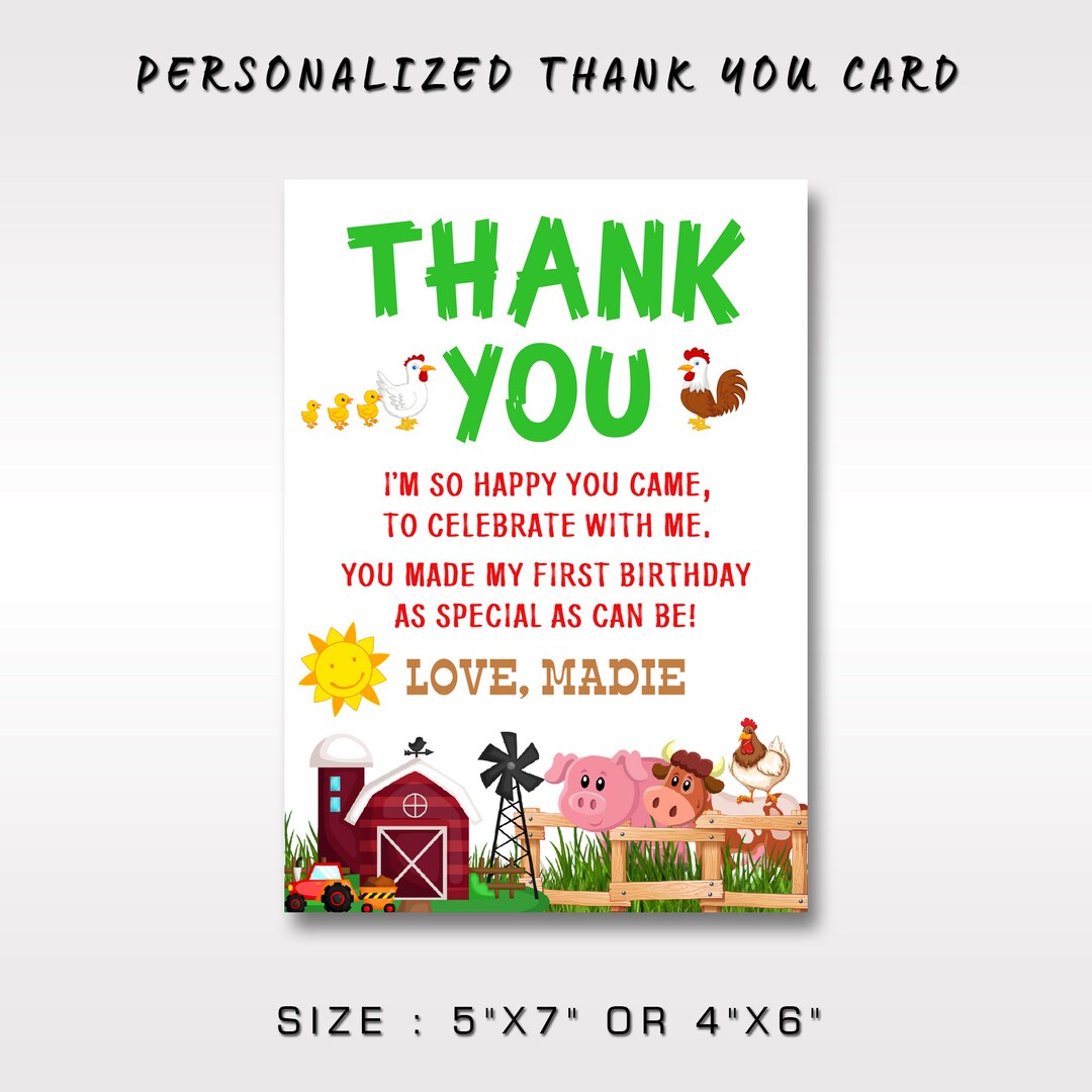 Farm Thank You Cards | Farm Thank You Cards Birthday | Thank You Cards ...