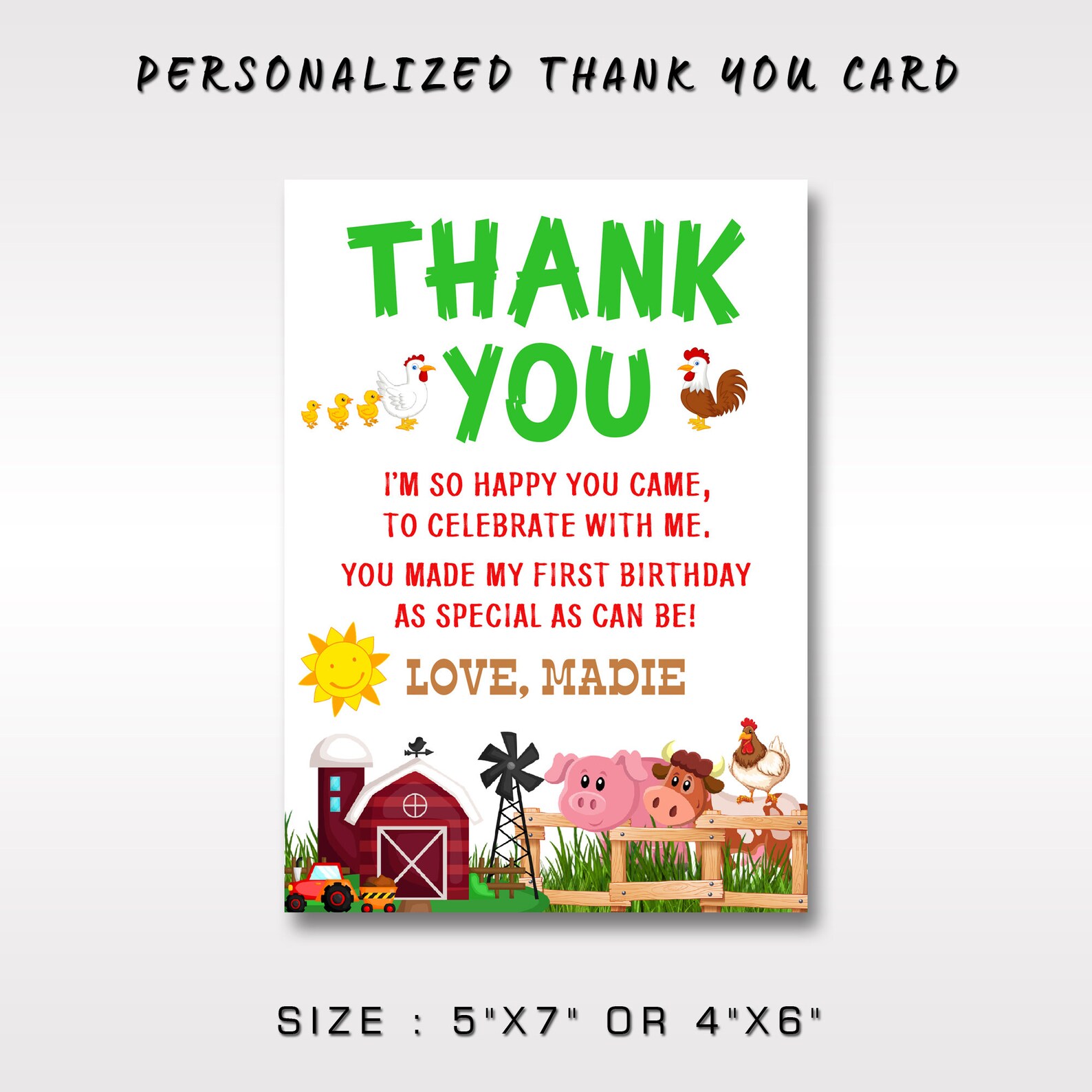 Farm Thank You Cards Farm Thank You Cards Birthday Thank | Etsy