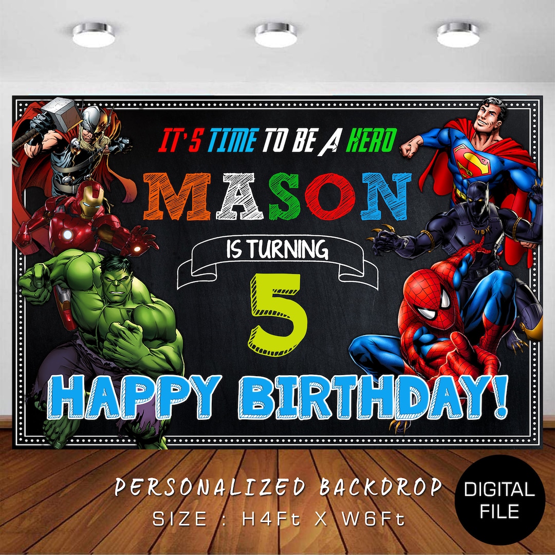 Avengers Birthday Party Backdrop | Avengers Birthday Party Banner ...