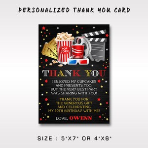Movie Night Birthday Thank You Card: Personalized (digital Download) - Etsy