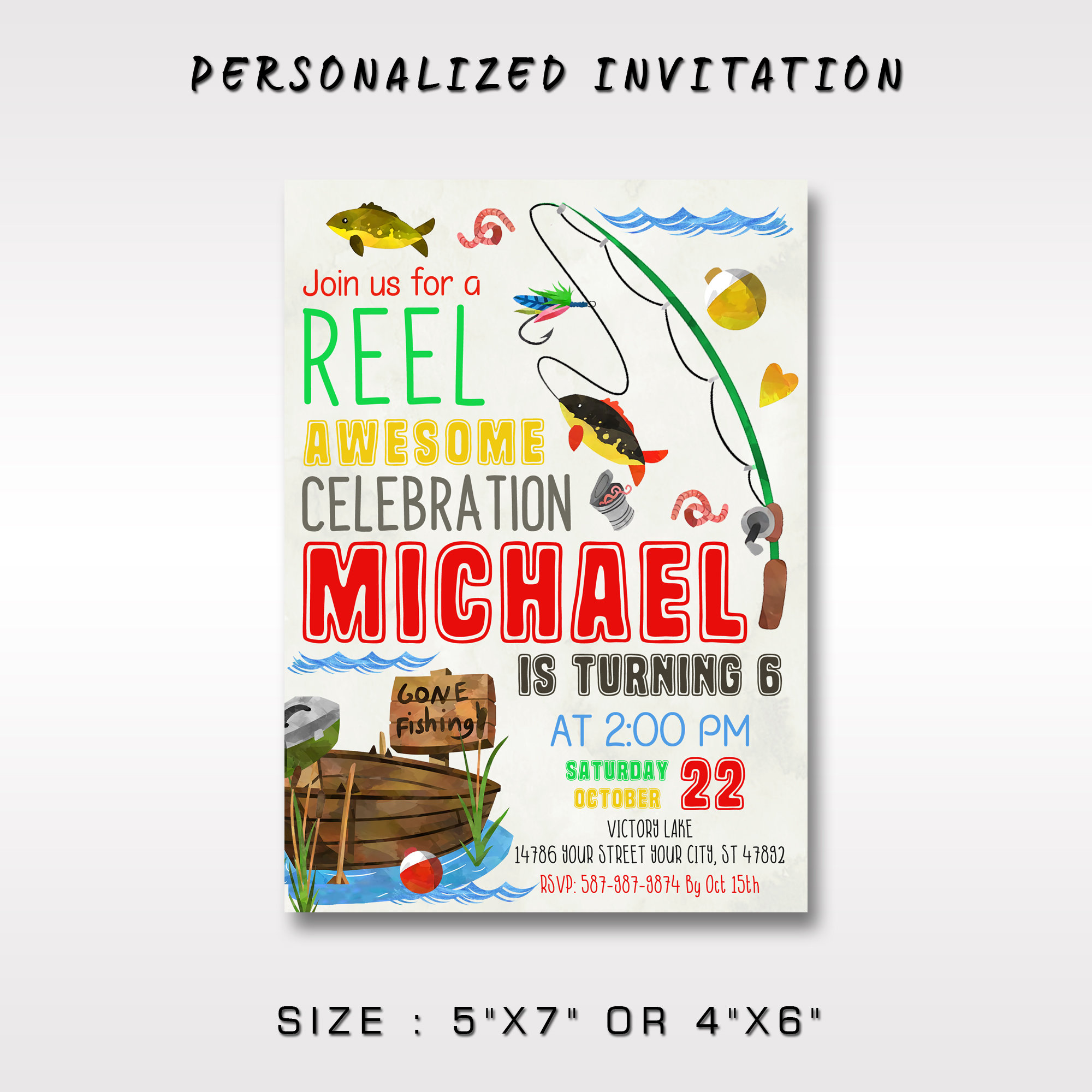 Fishing Birthday Invitation Fishing Birthday Party | Etsy