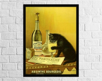Absinthe Cat Poster - Etsy UK