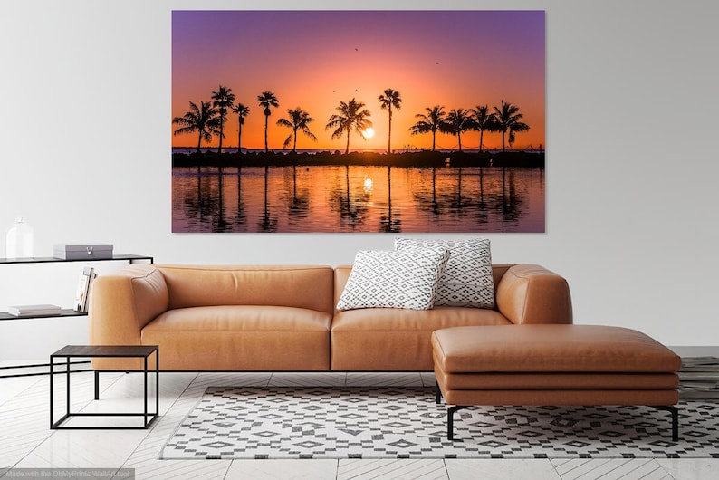 Miami Sunrise Canvas Print: Palm Tree Beach Photography - Etsy