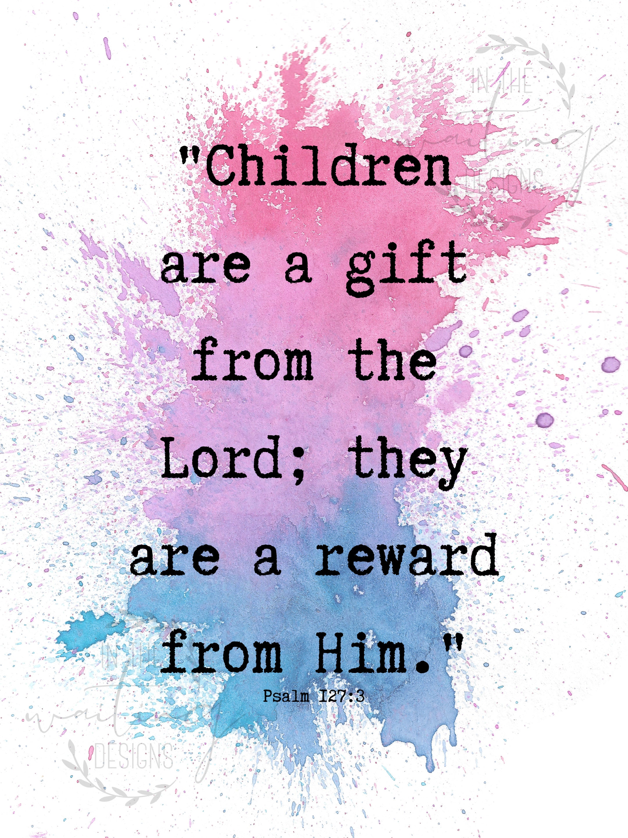 Watercolor Splatter Wall Decor PNG, Bible Verse Wall Decor, Playroom ...