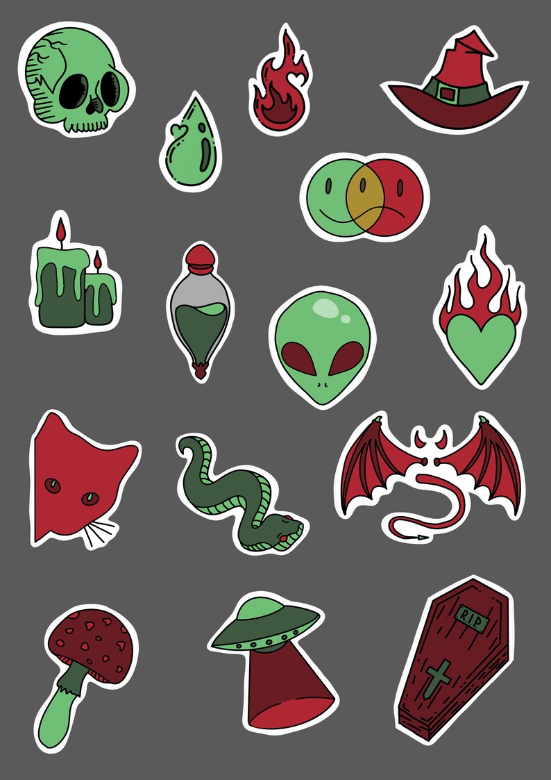 Sticker Pack of 15 Cute Emo Sticker Collection - Etsy