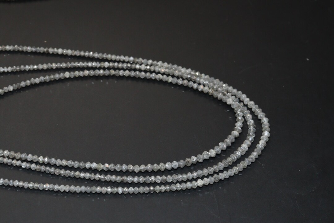 AAA++ Sparkling Grey Diamond Rondelle Beads, Faceted Diamond Beads With ...