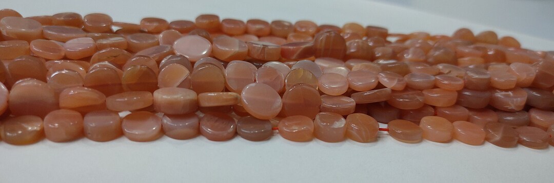 Peach Moonstone Coin Beads, Peach Moonstone Beads, Good Quality Plain ...