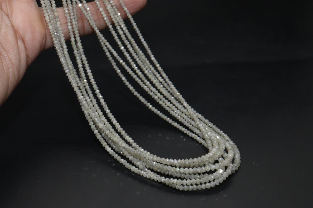 AAA++ Sparkling Grey Diamond Rondelle Beads, Faceted Diamond Beads With ...