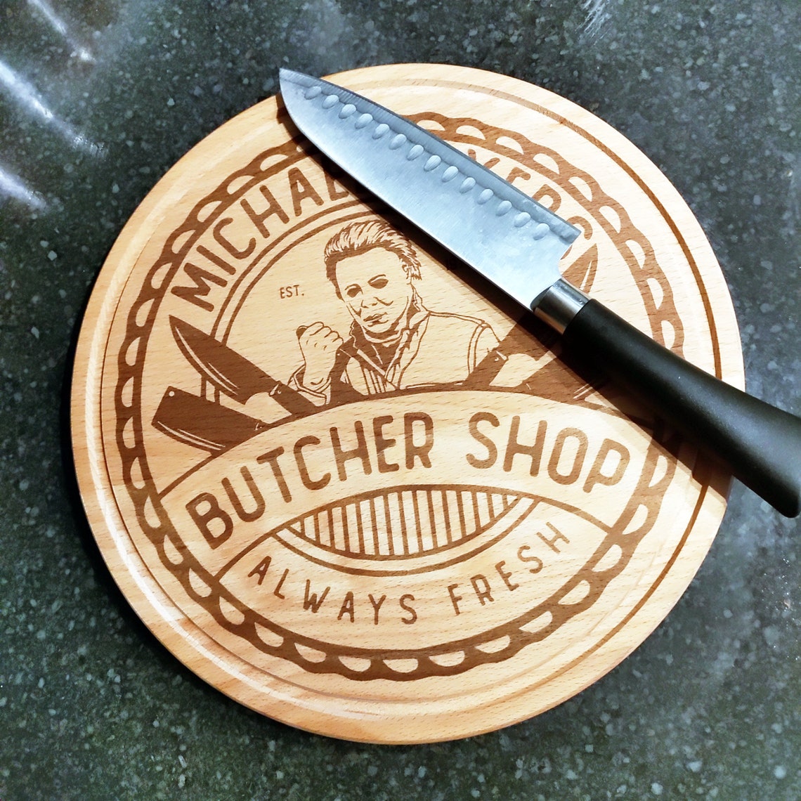 Large Michael Myers Butcher Shop Halloween Movie Chopping Board - Etsy UK