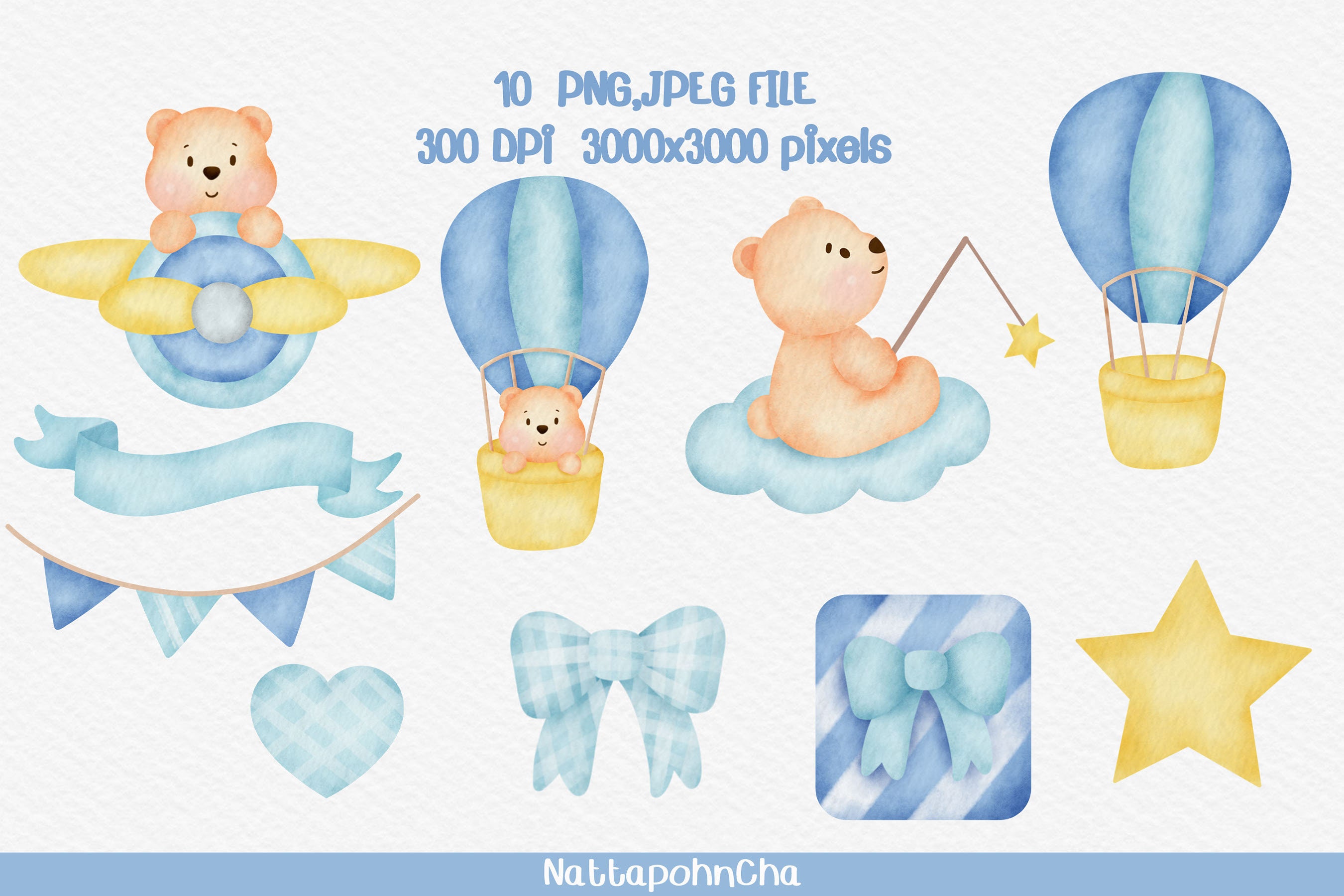 Watercolor Bear Clipart, Watercolor Bear Clipart , Back to School ...