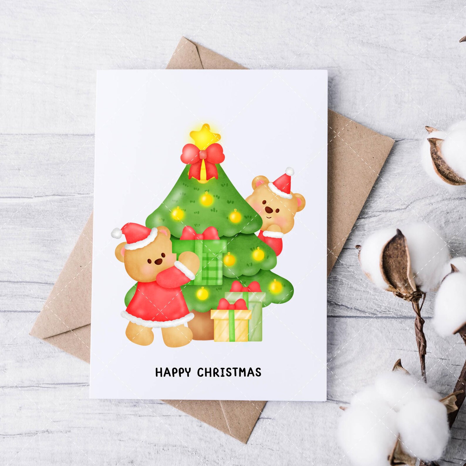 Cute Christmas Clipart Set | Santa Bear PNG, Reindeer, Penguin, Tree ...