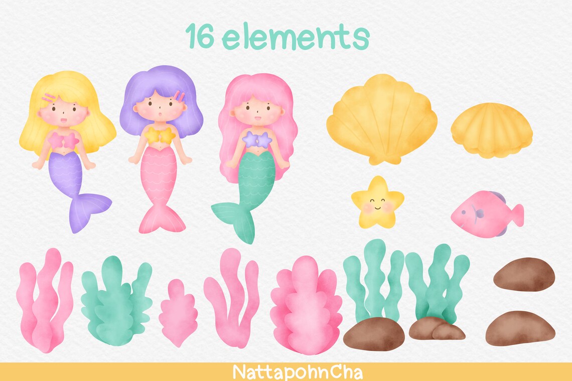 Mermaid Clipart , Mermaid Png , Watercolor Mermaid Png. - Etsy