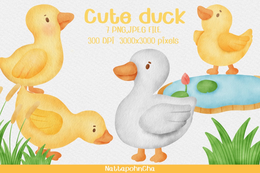Watercolor Duck Clipart: Farm Animal PNG Graphics (digital File) - Etsy