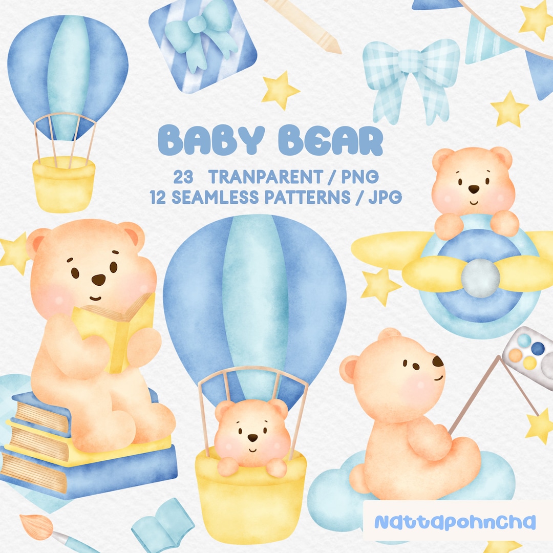 Watercolor Bear Clipart, Watercolor Bear Clipart , Back to School ...