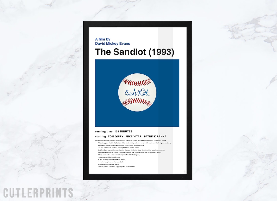 The Sandlot Babe Ruth Baseball Minimalist Alternative Movie Poster ...