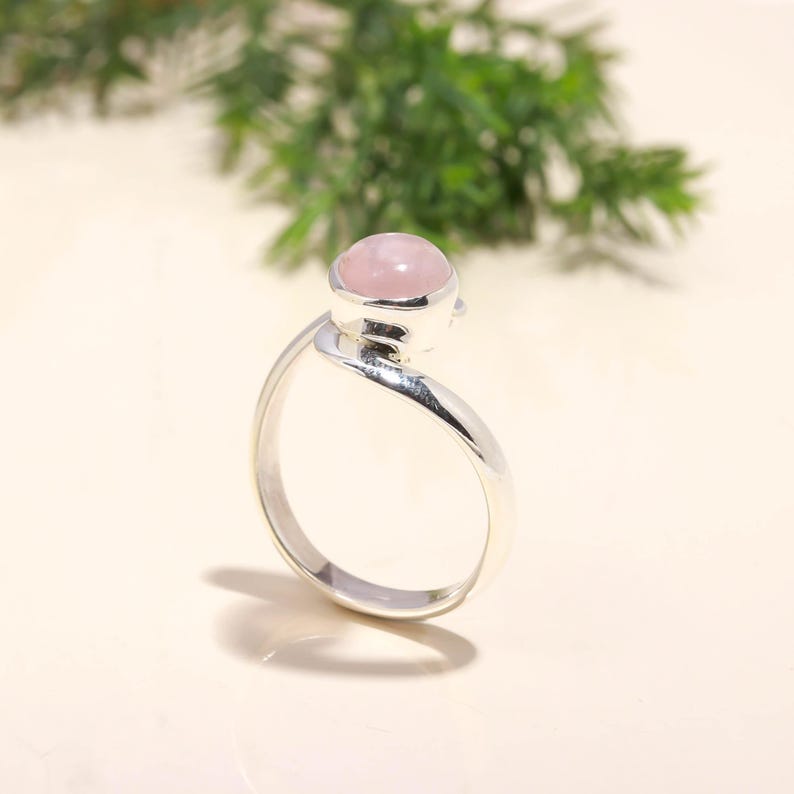 Pale Pink Rose Quartz Ring, Sterling Silver Bypass Band: January ...
