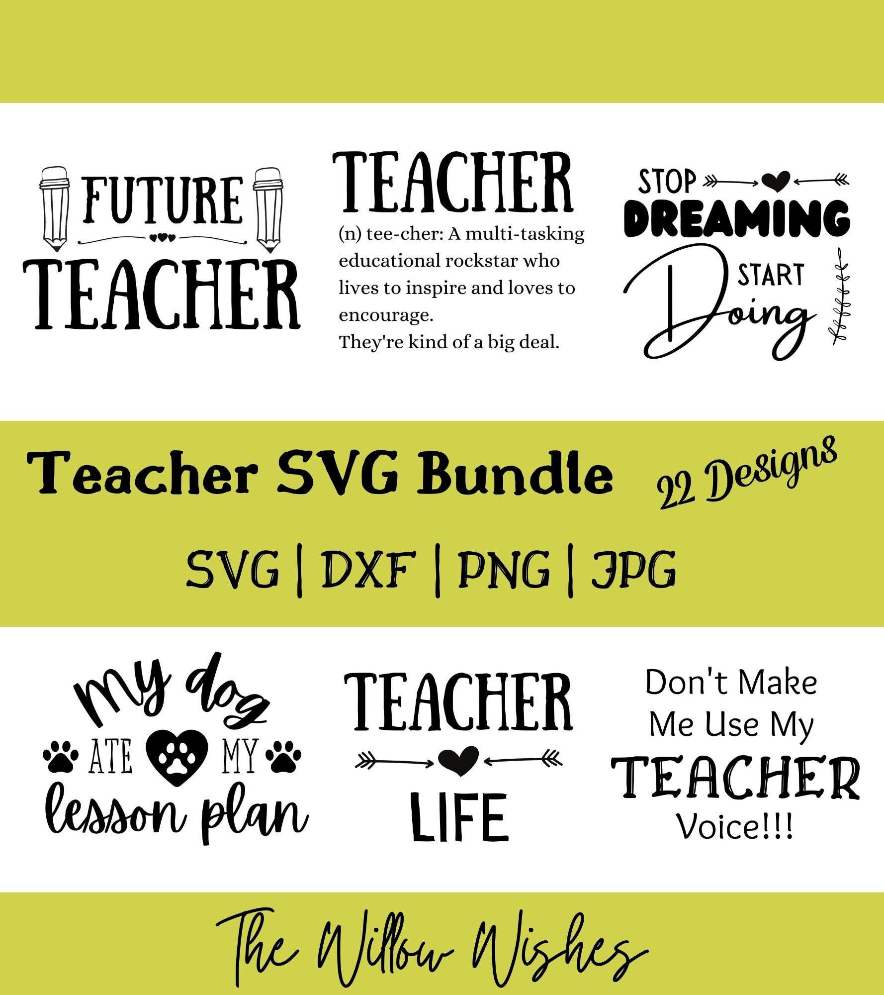 Teacher SVG Bundle 20 Designs Cricut Cameo Silhouette - Etsy