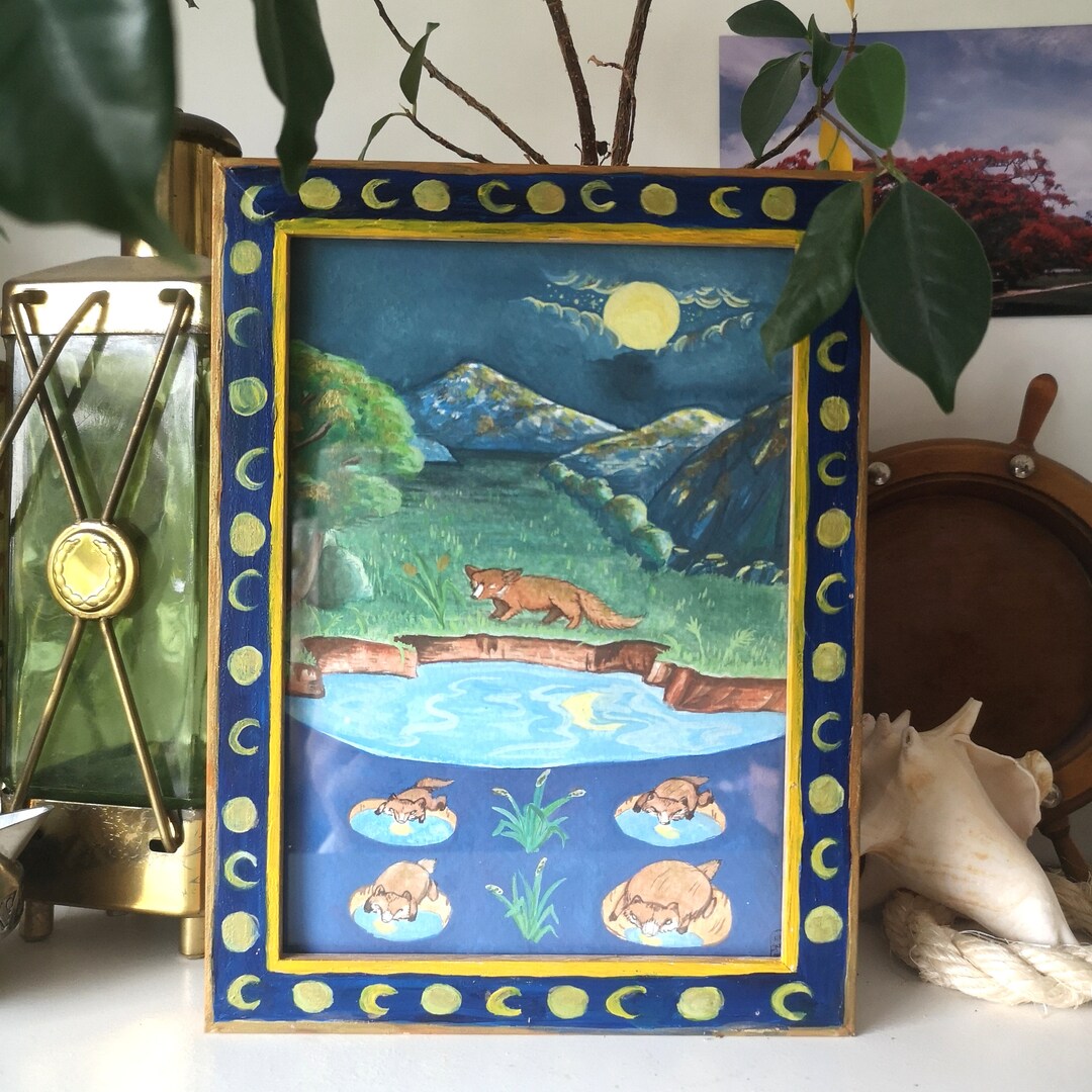 The Fox and the Moon Fable Folklore Watercolour Painting - Etsy