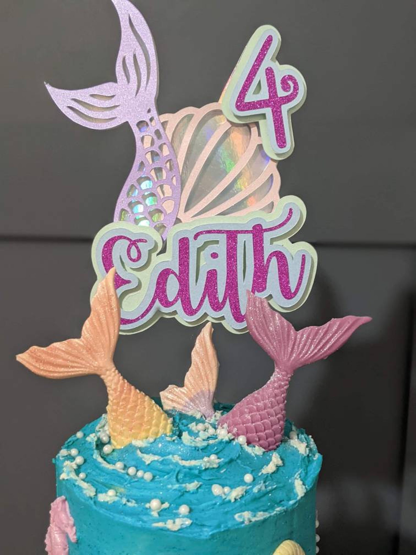 Mermaid Cake Topper 3D Customise Birthday Cake Mermaid | Etsy