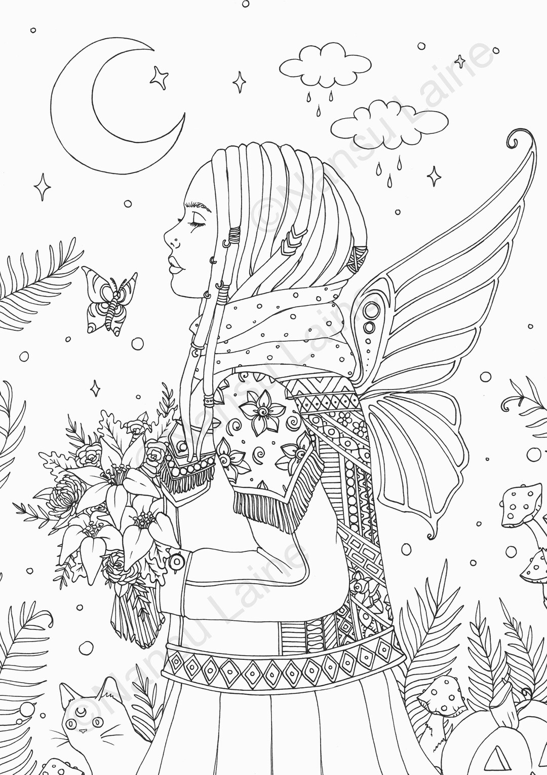 Autumn Fairy Printable Colouring Page. Adult Colouring Page. Instant ...