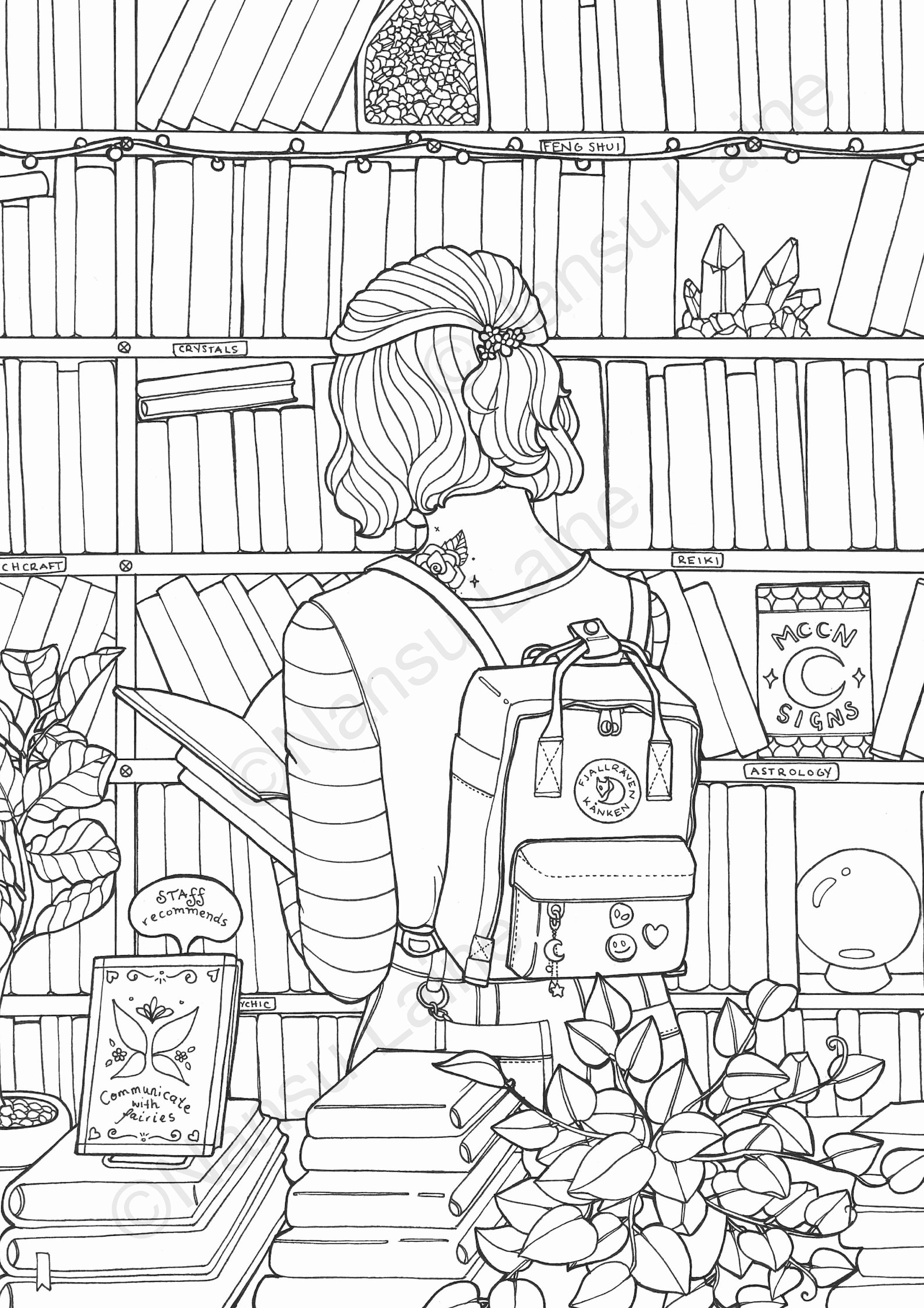 Book Shop Printable Colouring Page. Colouring Page for Adults. Instant ...