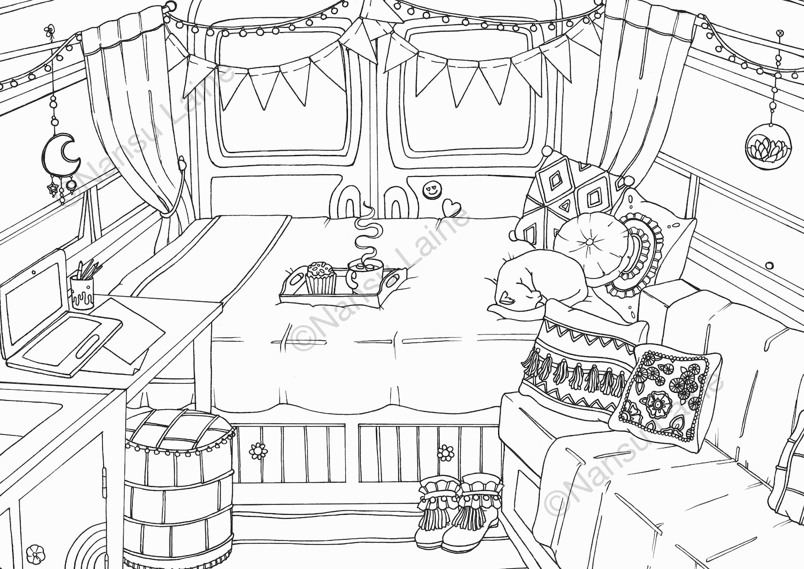 Van Life Printable Colouring Page. Adult Colouring Page. Instant ...