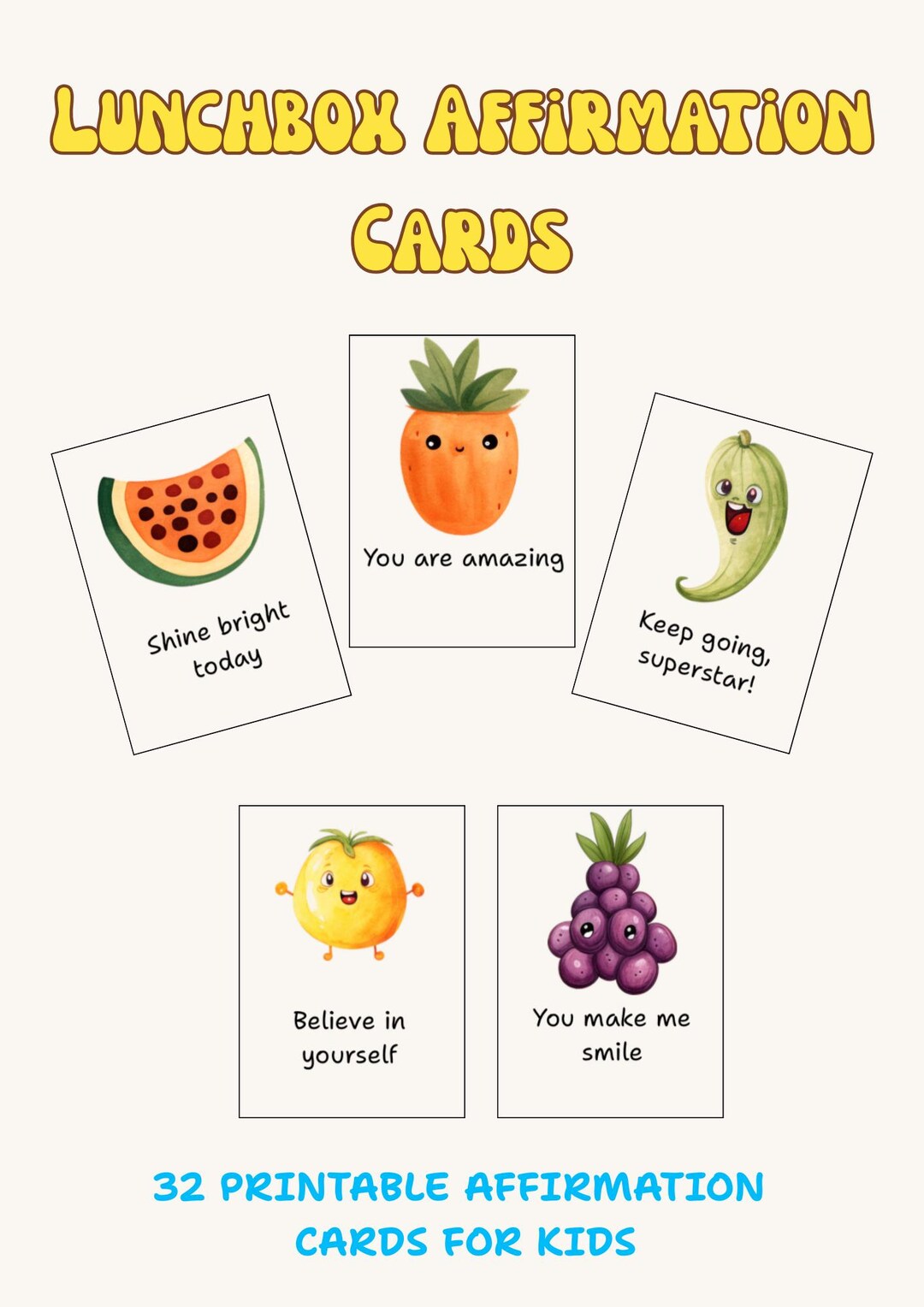 Lunchbox Affirmation Cards: Fruit & Veggie Notes for Kids (printable ...