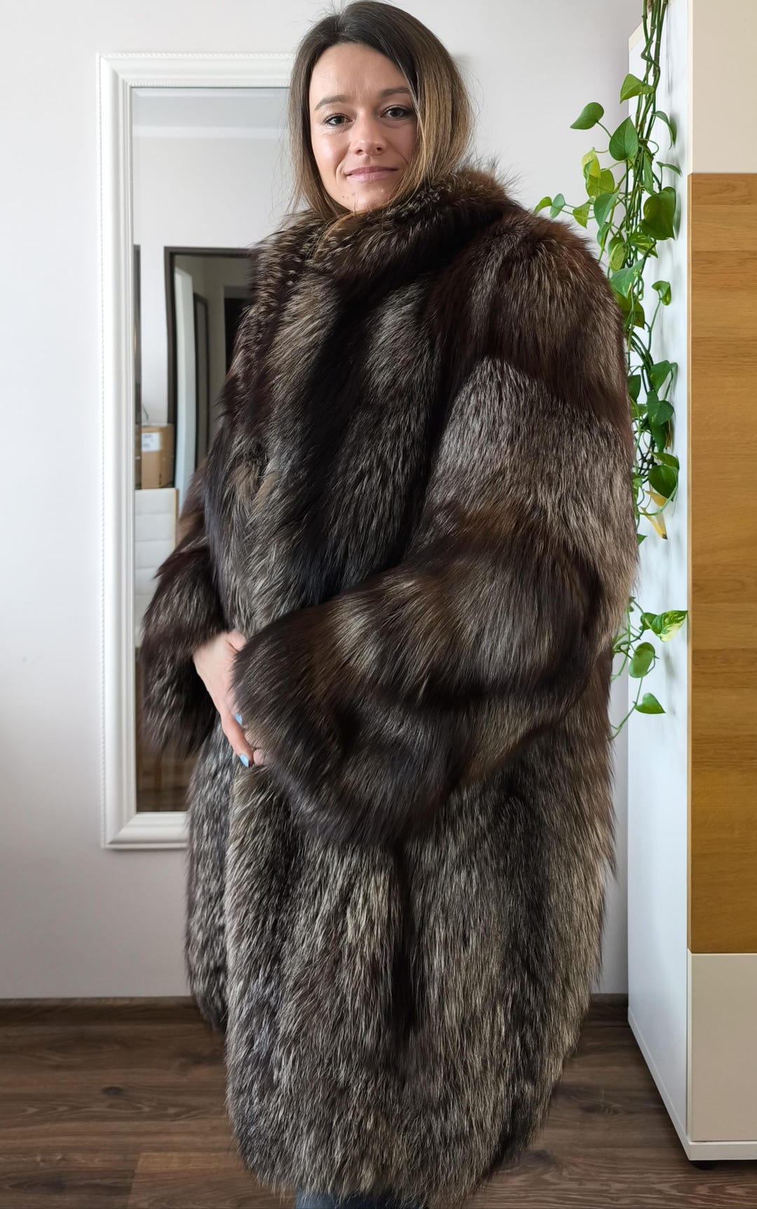Beautiful Real Natural Fox Fur Coat, Thick and Fluffy, Elegant, Not ...