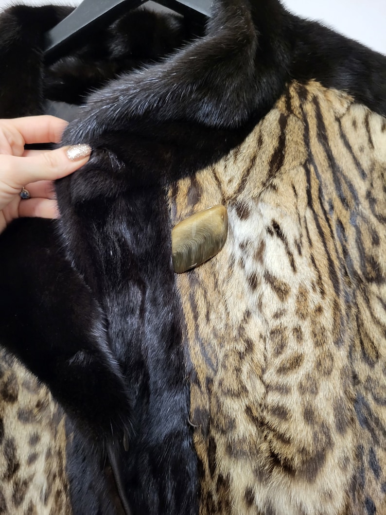 Natural Women's Ocelot Fur Coat Jacket Vintage Ocelot Fur Made of ...