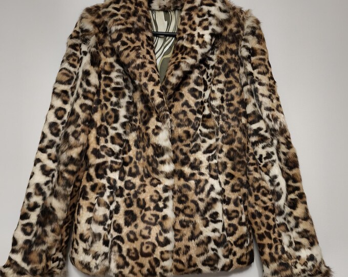 Elegant Natural Fur Coat With Rabbit Spots, Leopard, Exclusive Shorter ...
