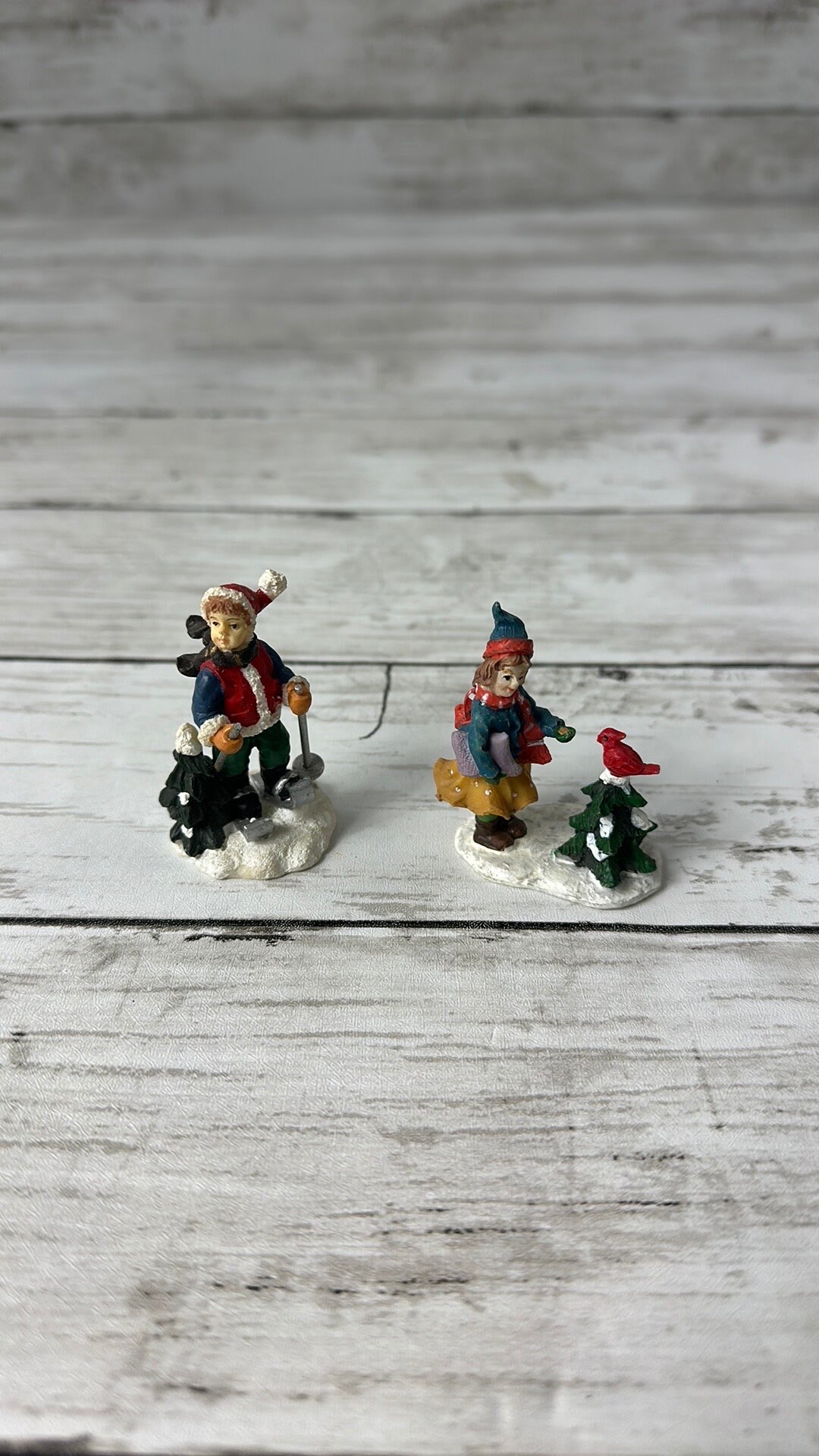 St Nicholas Square Christmas Village Accessories Children Skiing & Red ...