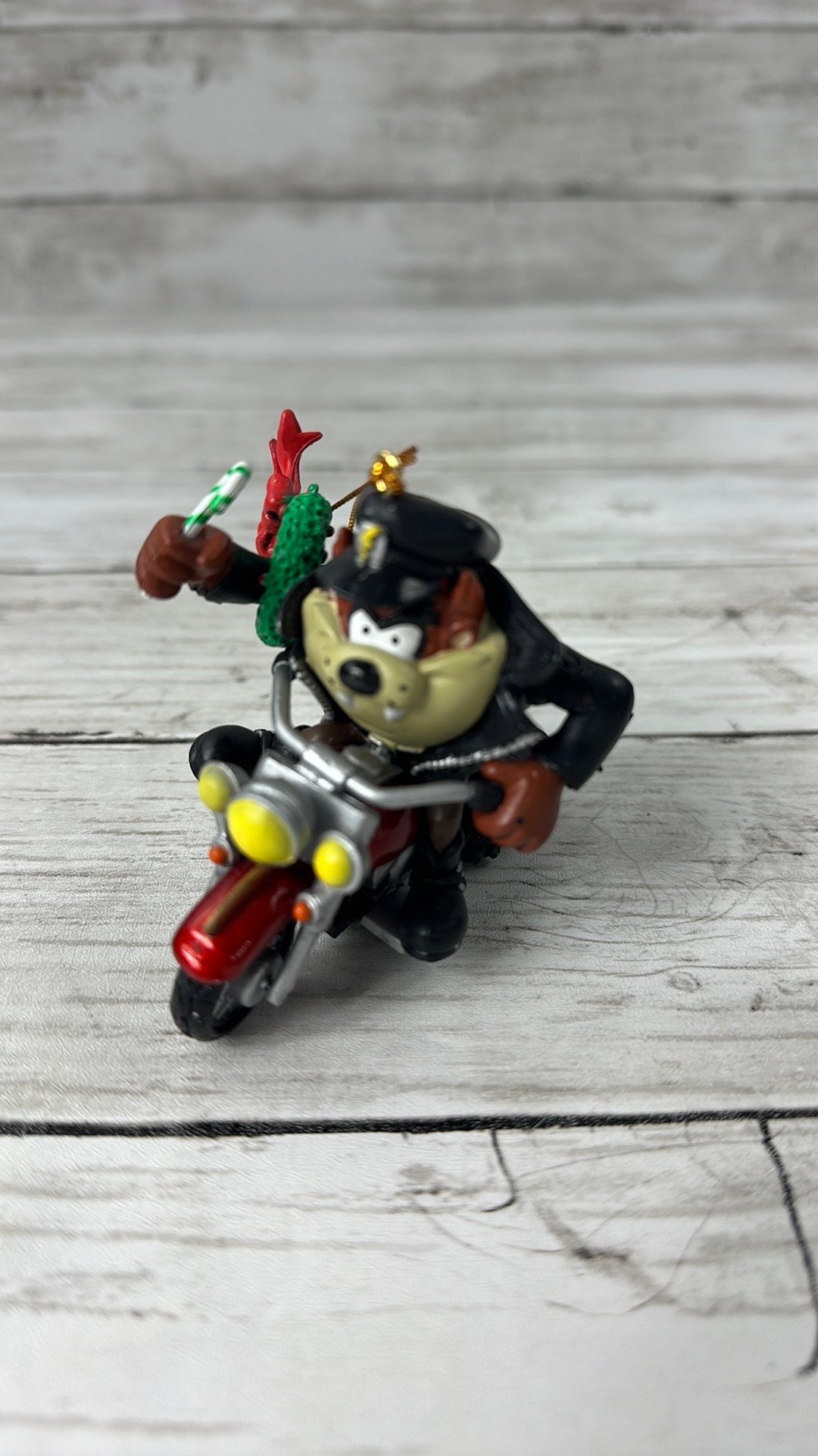 LOONEY Toons Tasmanian Devil Leather Jacket on Motorcycle Christmas ...