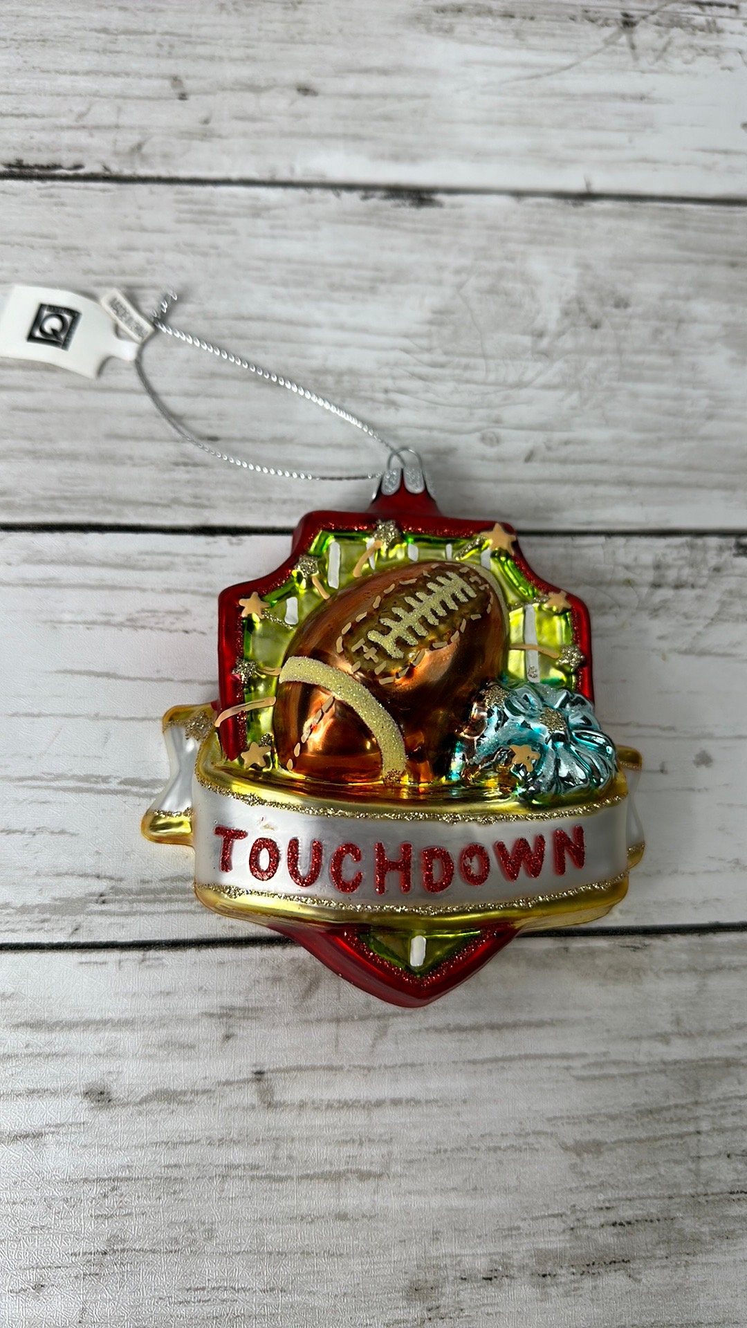 FOOTBALL TOUCHDOWN GLASS Christmas Ornament Nwt - Etsy