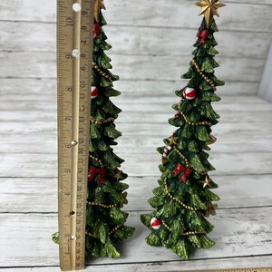 CHRISTMAS TREES for VILLAGE Set of 2 Glitter Decorated Tall Stars 11.5 ...