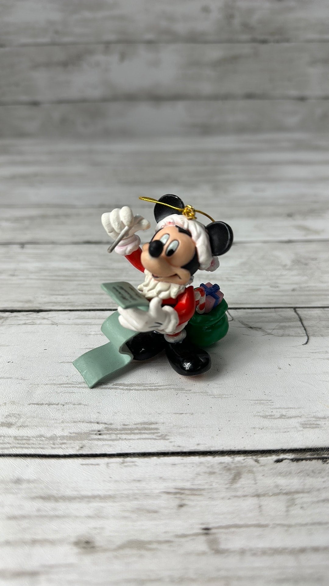 Disney Mickey Mouse Santa Checking List Vintage 1996 Christmas Ornament ...