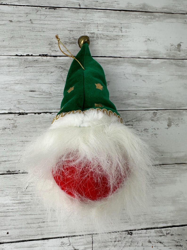 SANTA FACE PLUSH Vintage Stocking Hat W/bell Christmas Ornament - Etsy