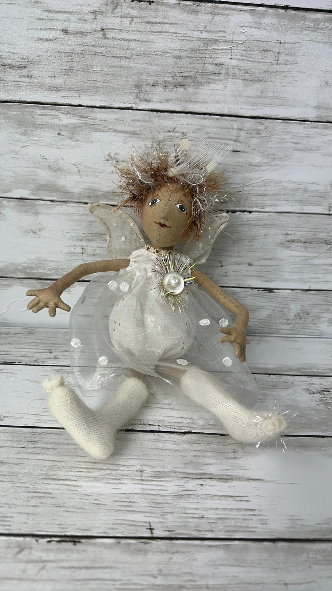 PRIMITIVE ANGEL PLUSH White Christmas Doll Decoration - Etsy