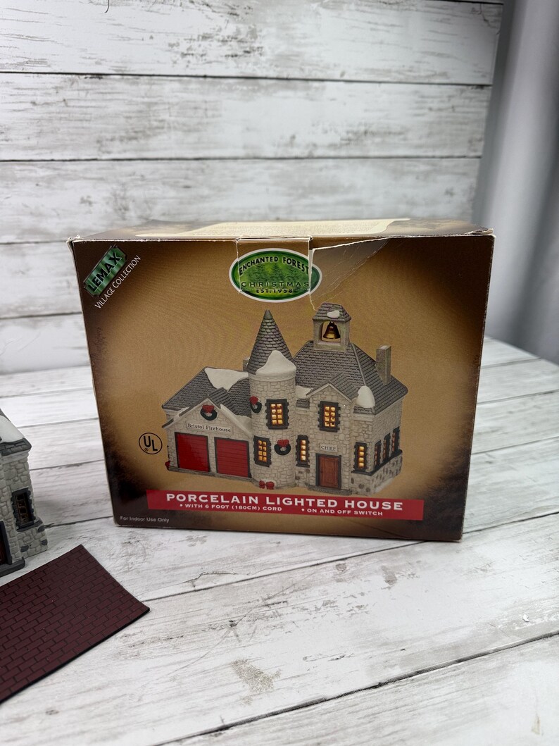 Lemax Village Collection Porcelain Lighted House Firehouse 1996 W/ Box ...