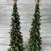 CHRISTMAS TREES for VILLAGE Set of 2 Glitter Decorated Tall Stars 11.5 ...