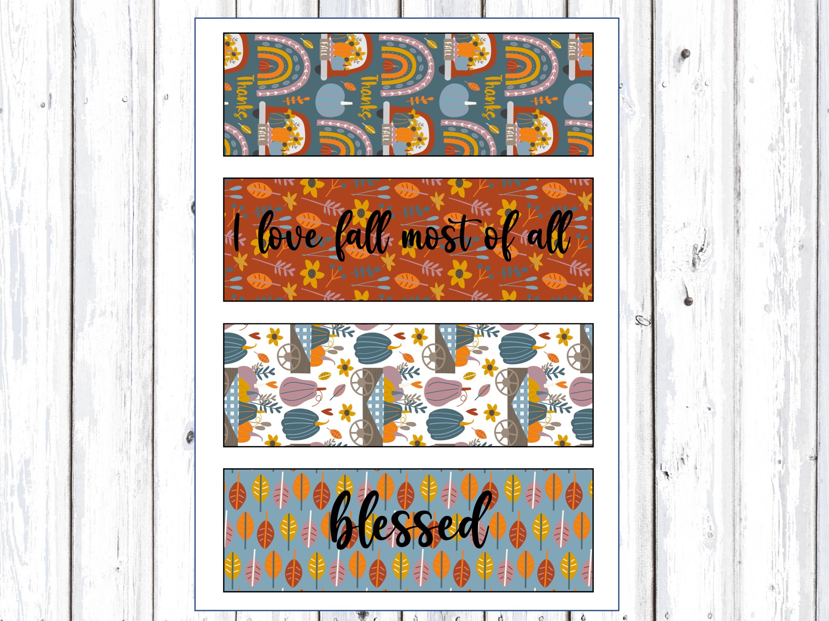 Printable Fall Bookmarks, Set of 8 Bookmarks, Happy Fall Bookmark, Fall ...