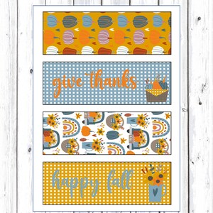 Printable Fall Bookmarks, Set of 8 Bookmarks, Happy Fall Bookmark, Fall ...