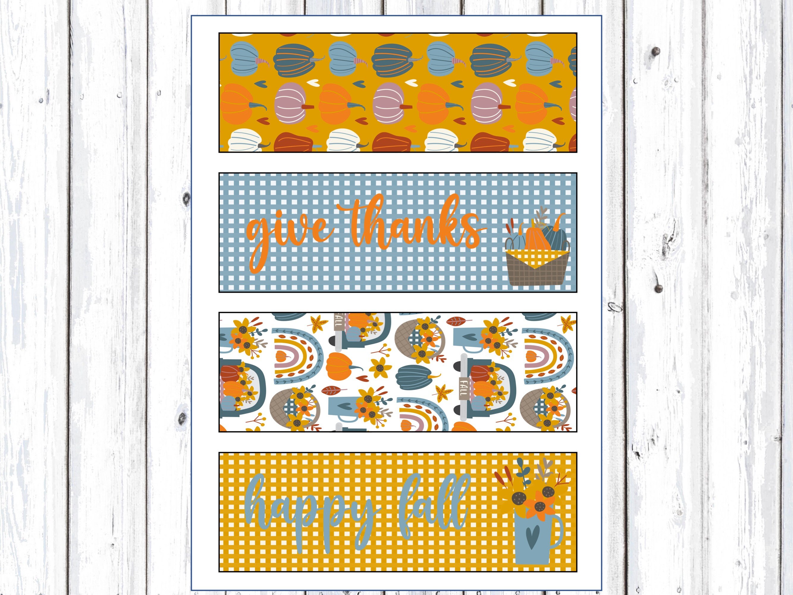 Printable Fall Bookmarks, Set of 8 Bookmarks, Happy Fall Bookmark, Fall ...