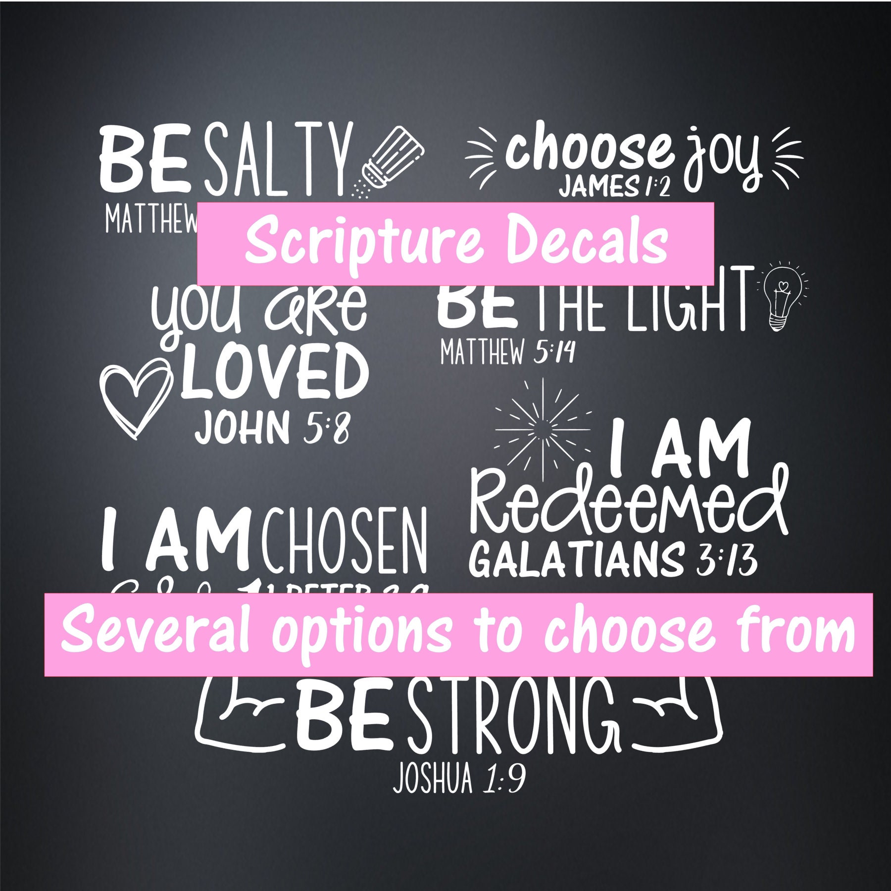 Scripture Theme Variety - Decals for Window, Laptop, Cell Phone, Locker ...
