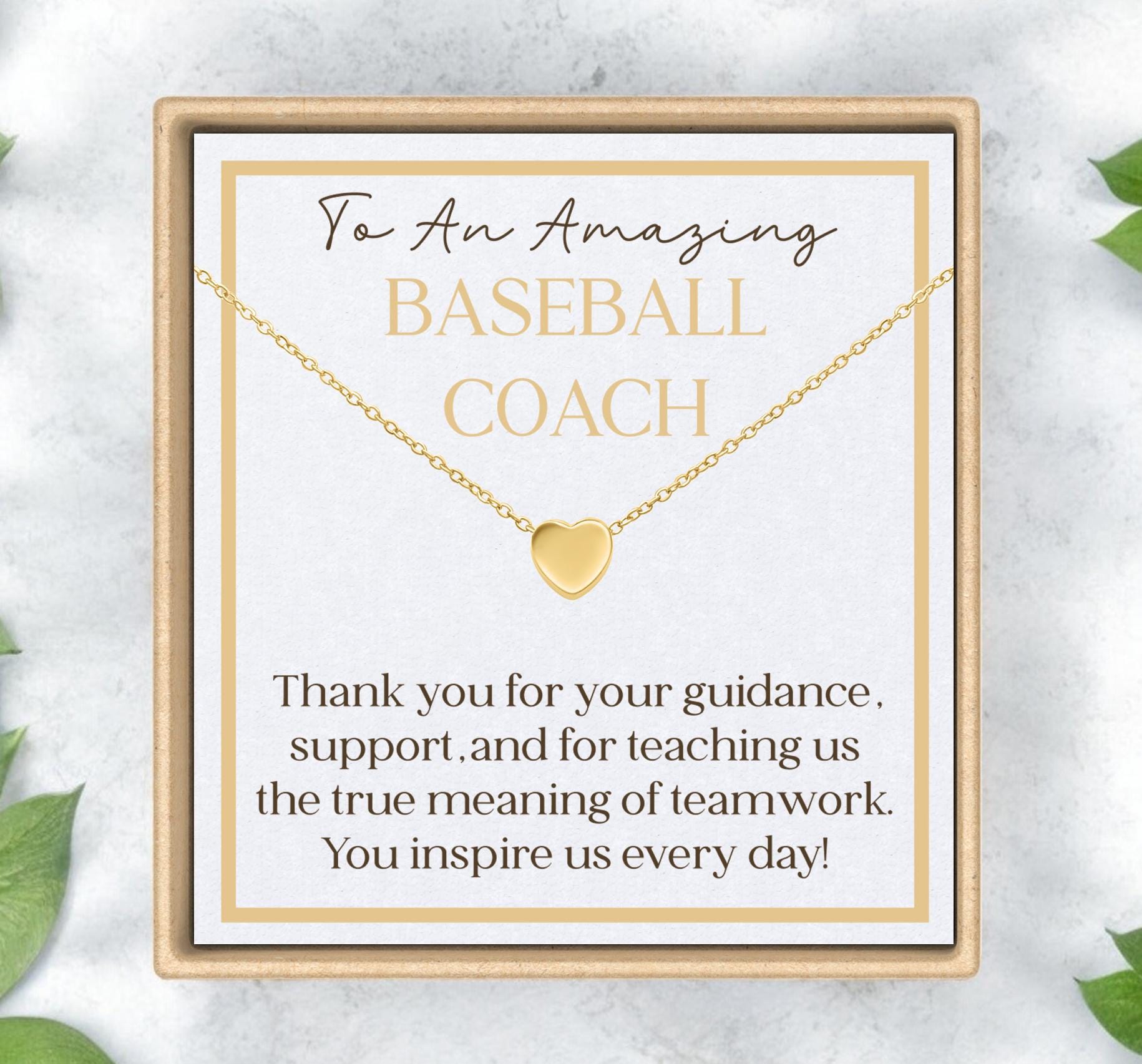 Baseball Coach Gifts - Dainty Heart Necklace With Sentimental Card and ...